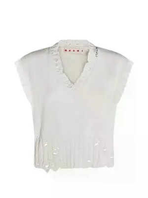 Marni V-neck Distressed Top