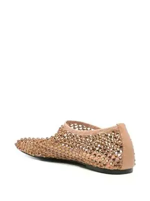 STRATEGIA SHOES Square-toe Embellished Flat Pumps