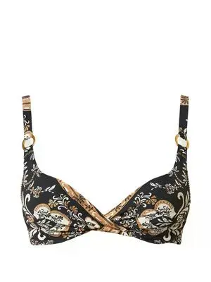 TWINSET Foulard-print Underwired Bikini Top - Black