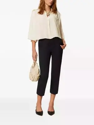 TWINSET Cropped Cigarette Trousers With Decorative Buttons