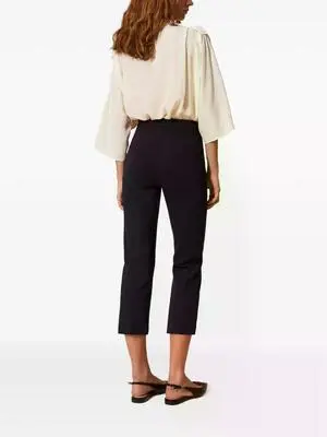 TWINSET Cropped Cigarette Trousers With Decorative Buttons