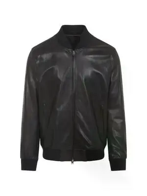 Brioni Zip Leather Bomber Jacket