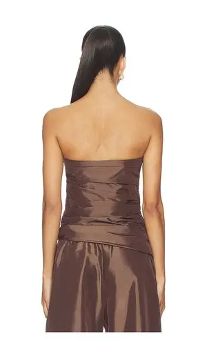 Simkhai Emerson Ruched Bustier Top - Chocolate
