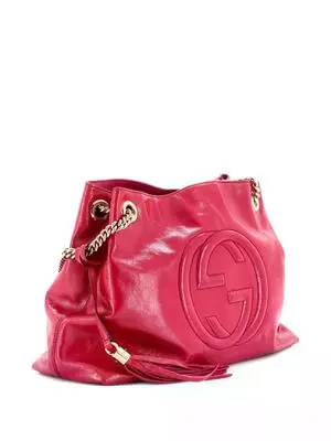 Gucci Soho Chain Strap Shoulder Bag Patent Medium Tote - Pink