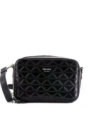 Prada Brique Embossed Leather Camera Crossbody Bag