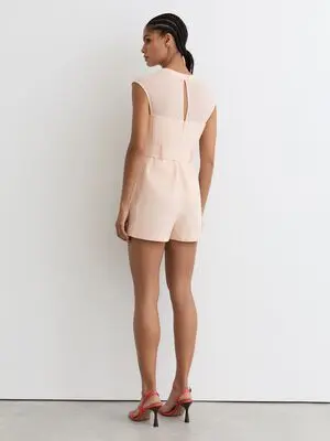 REISS Sheer-panel Belted Playsuit