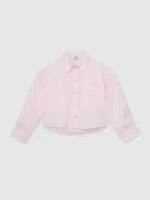 REISS Solenge Cropped Long-sleeve Shirt - Pink