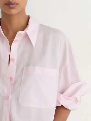 REISS Solenge Cropped Long-sleeve Shirt - Pink
