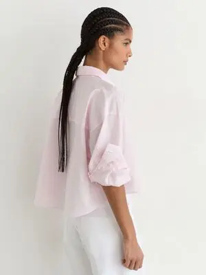 REISS Solenge Cropped Long-sleeve Shirt - Pink
