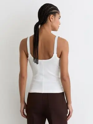 REISS Stretch-cotton Vest - White/camel