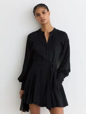 REISS Eliana Embroidered-trim Belted Mini Dress