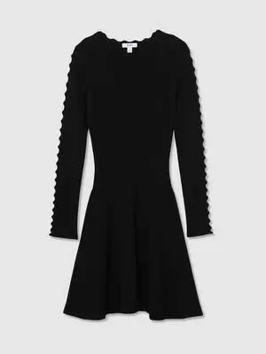 REISS Orla Scallop-trim Knitted Mini Dress