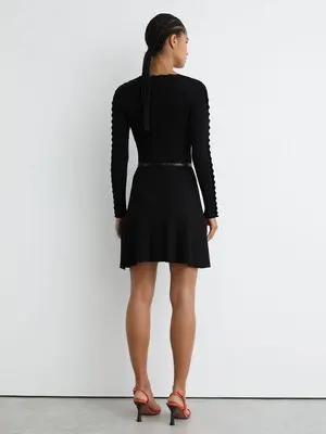 REISS Orla Scallop-trim Knitted Mini Dress