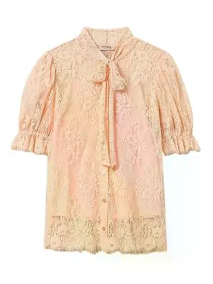TWINSET Lace Pussy Bow Shirt - Pink