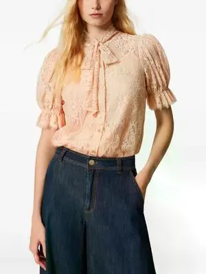 TWINSET Lace Pussy Bow Shirt - Pink