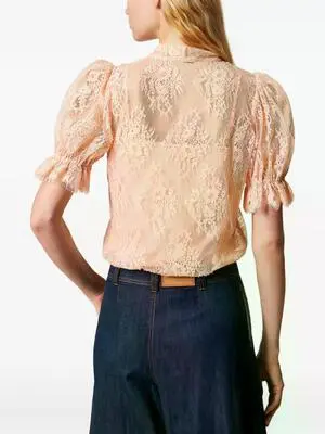 TWINSET Lace Pussy Bow Shirt - Pink
