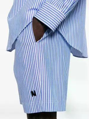 MSGM Striped Shorts With Logo Patch