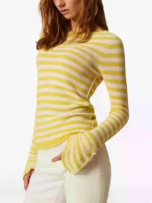 TWINSET Striped Crew-neck Long-sleeve Top
