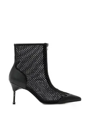 ALLSAINTS Natasha Mesh Embellished Pointed Toe High Heel Ankle Boots