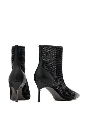ALLSAINTS Natasha Mesh Embellished Pointed Toe High Heel Ankle Boots