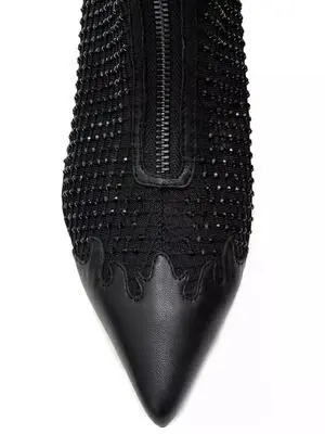 ALLSAINTS Natasha Mesh Embellished Pointed Toe High Heel Ankle Boots