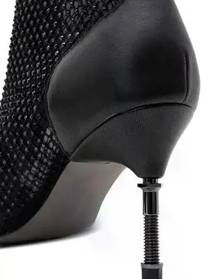 ALLSAINTS Natasha Mesh Embellished Pointed Toe High Heel Ankle Boots