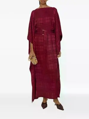 Burberry Check Buckle Silk Maxi Dress