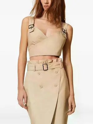 TWINSET Buckled Poplin Sleeveless Top