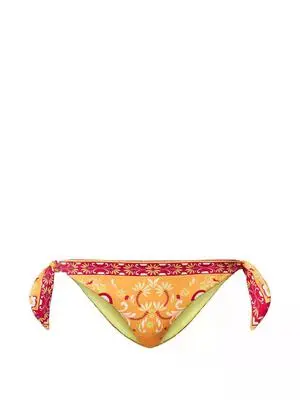 TWINSET Printed Bikini Bottom With Side Ties - Orange