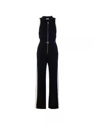 Elisabetta Franchi Hooded Zip Jumpsuit With Palazzo Pants - Black