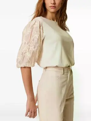 TWINSET Embroidered Balloon Sleeve Blouse