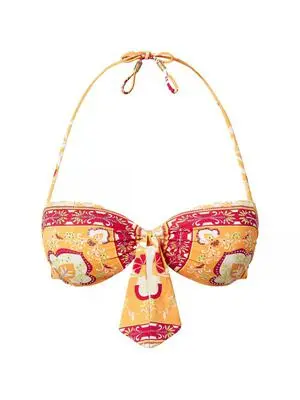 TWINSET Printed Bandeau Bikini Top - Orange