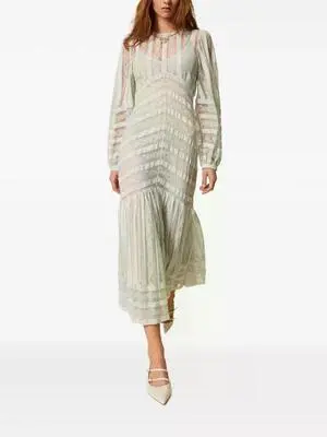 TWINSET Striped Lace Midi Dress