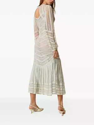 TWINSET Striped Lace Midi Dress