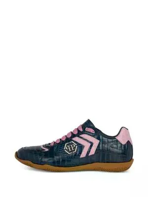 Philipp Plein Pit-stop Croc-effect Low-top Sneakers - Blue