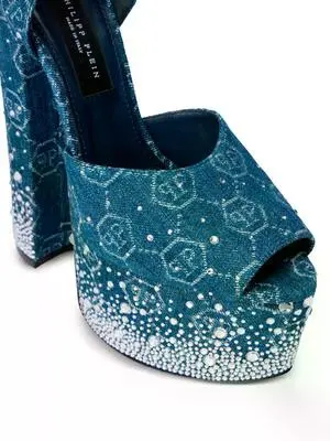 Philipp Plein Monogram Rhinestone Platform Sandals