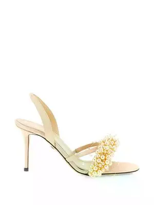 Mach & Mach Embellished Pearl High Heel Sandals - Neutrals