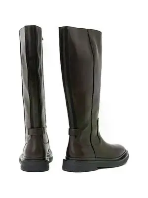 ALLSAINTS Escher Zip Logo-strap Knee-high Boots - Brown