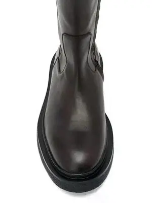 ALLSAINTS Escher Zip Logo-strap Knee-high Boots - Brown