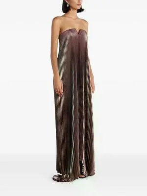L'IDEE Pleated Maxi Dress - Brown