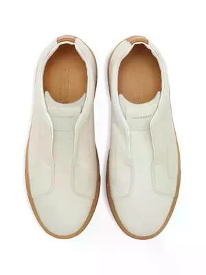 SCAROSSO Luca Slip-on Grained Leather Sneakers - Neutrals