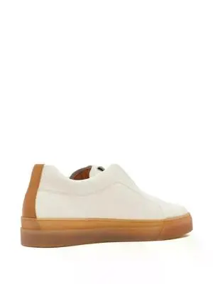 SCAROSSO Luca Slip-on Grained Leather Sneakers - Neutrals