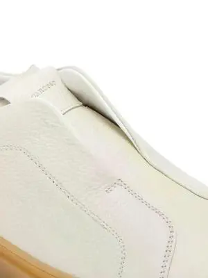 SCAROSSO Luca Slip-on Grained Leather Sneakers - Neutrals