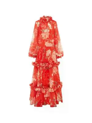 LEO LIN Angela Ruffled Floral Maxi Dress