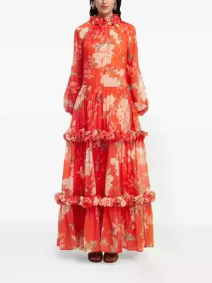 LEO LIN Angela Ruffled Floral Maxi Dress