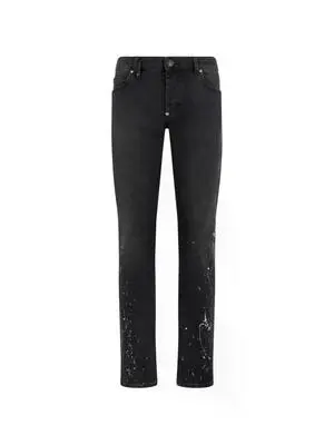 Philipp Plein Super Straight Cut Jeans With Paint Detail