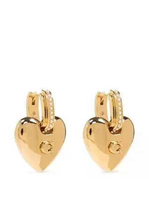 COACH Heart Pendant Hoop Earrings - Gold