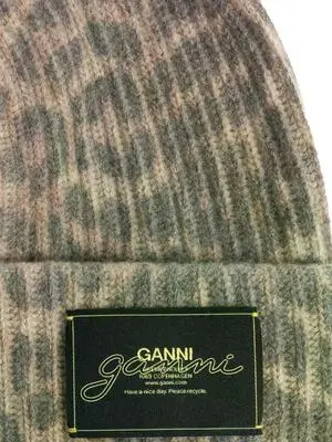 GANNI Leopard Print Beanie