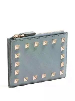 Valentino Garavani Rockstud Grained-leather Card Holder - Blue