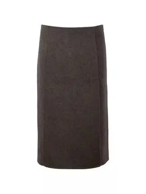 P.a.r.o.s.h Wool Midi Pencil Skirt - Brown